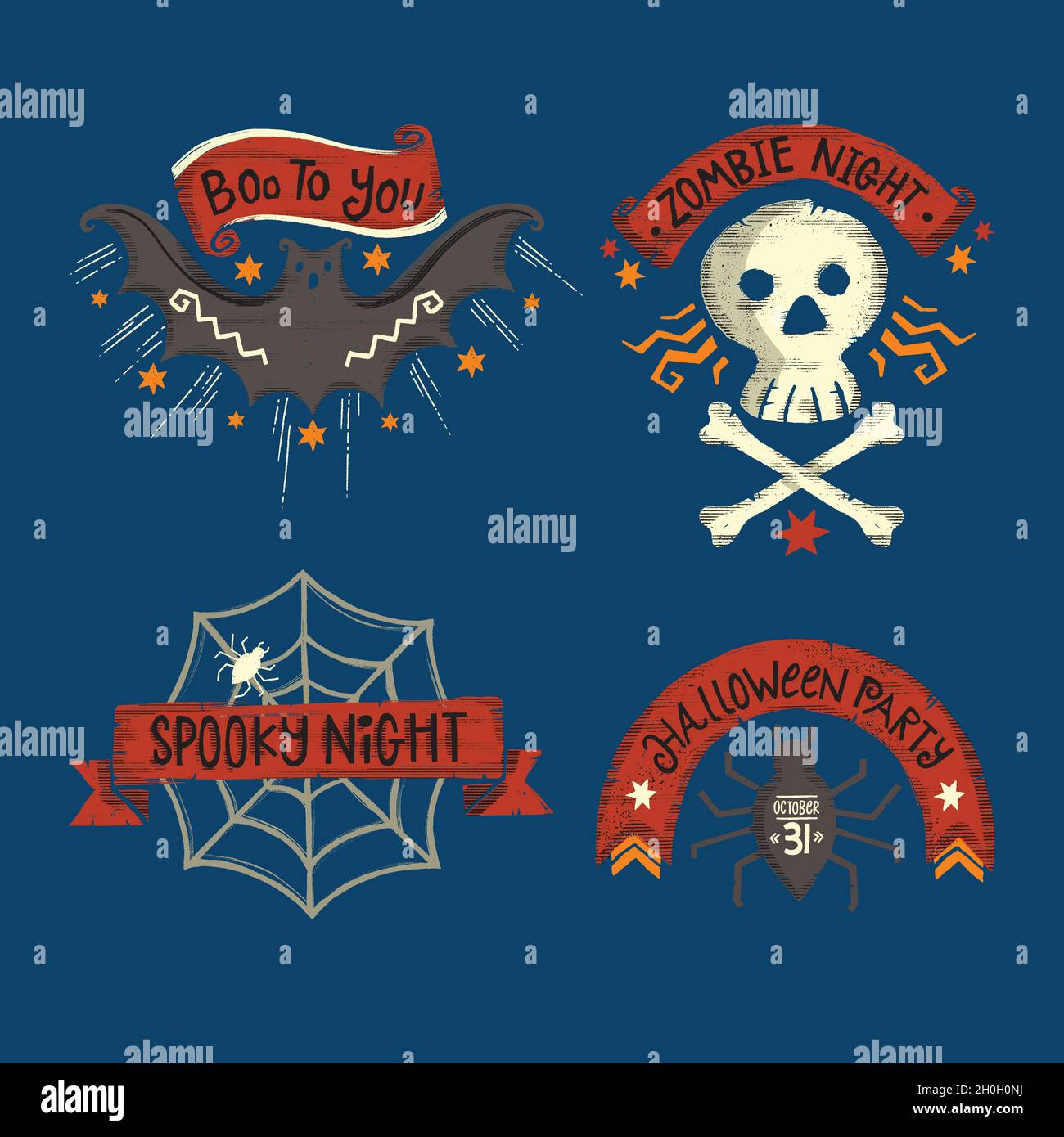 spooky halloween badge collection vector design illustration Stock ...