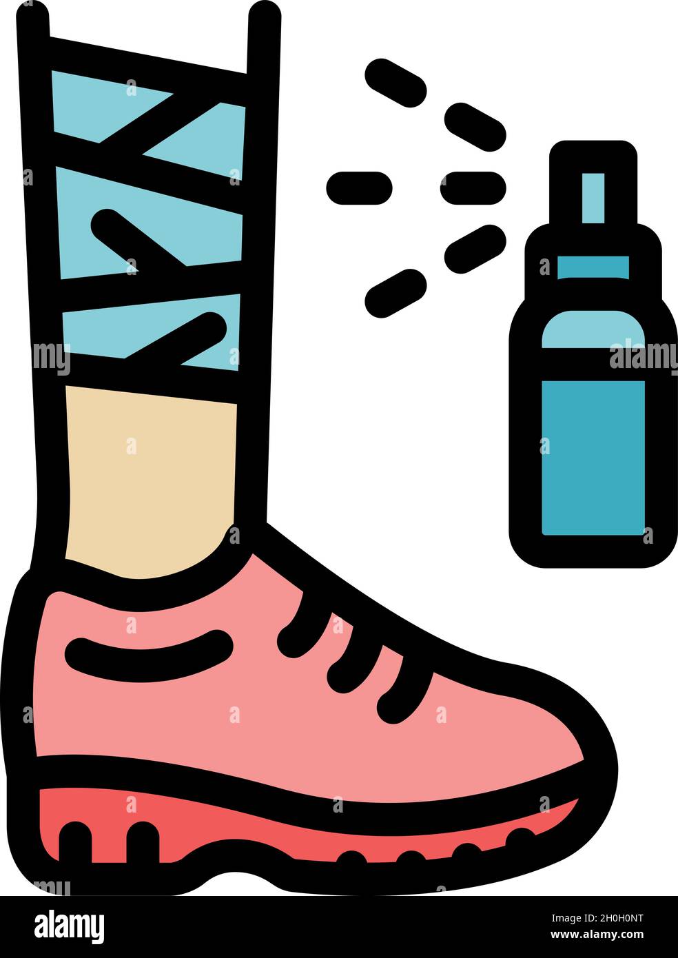 Foot injury spray icon. Outline foot injury spray vector icon color ...