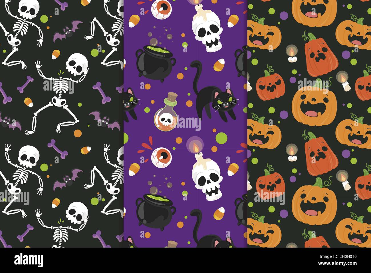 hand drawn halloween pattern collection vector design illustration ...