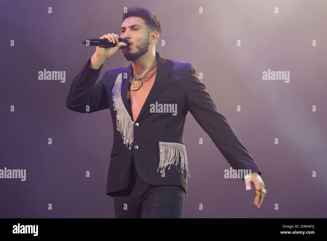 Singer Omar Montes performs in a concert at the WiZink Center festival ...