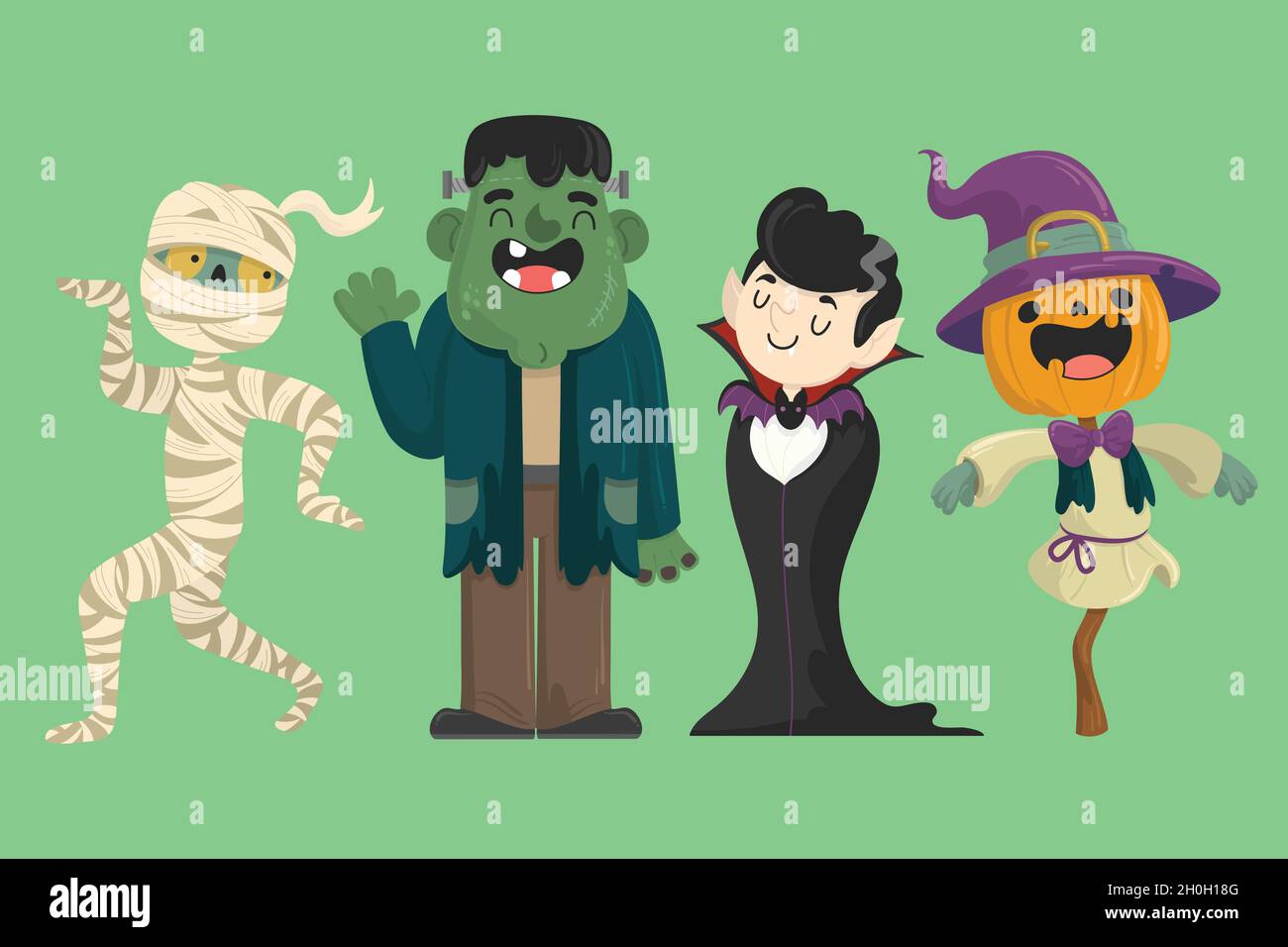 hand drawn halloween character collection vector design illustration ...