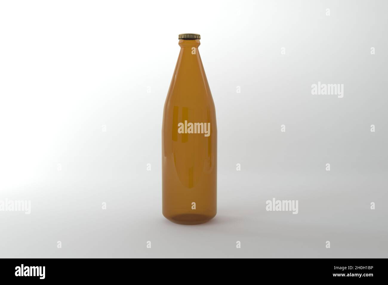 Brown smooth bottle isolated in the light background; a 3D rendering ...