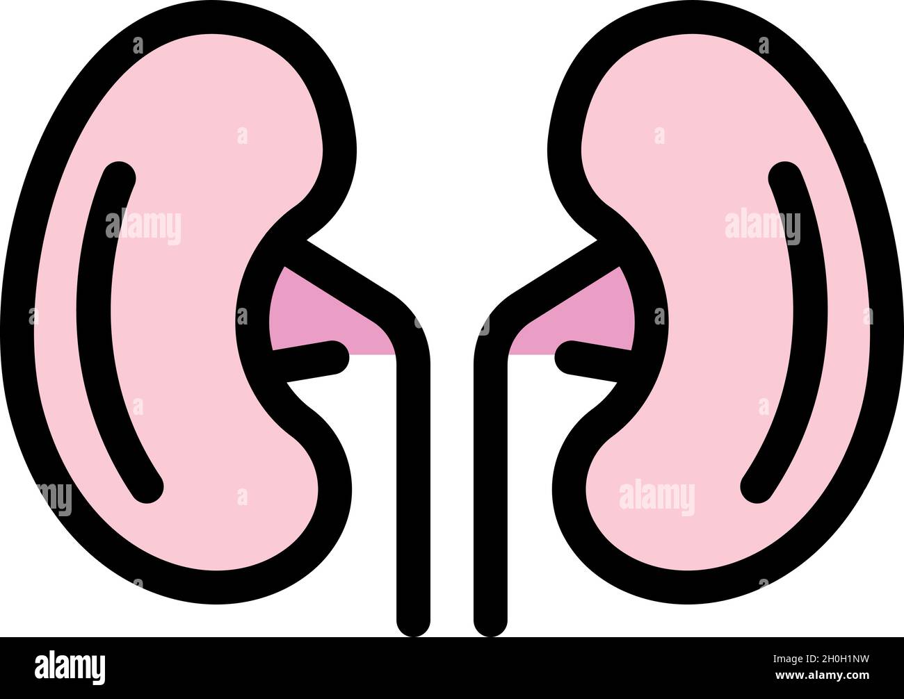 Pain kidney icon. Outline pain kidney vector icon color flat isolated ...