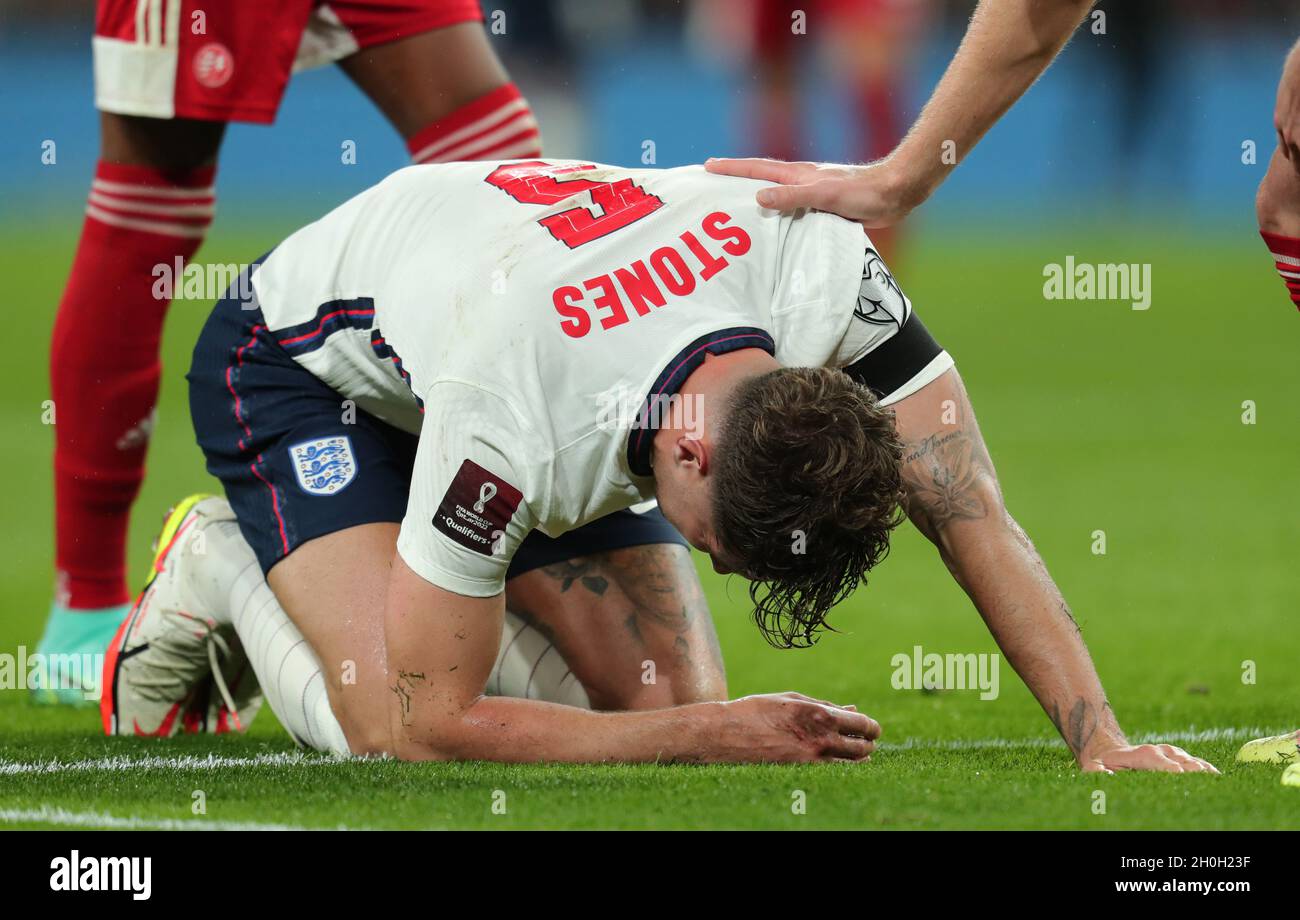 JOHN STONES PICKS UP ARM INJURY, ENGLAND V HUNGARY, 2021 Stock Photo ...