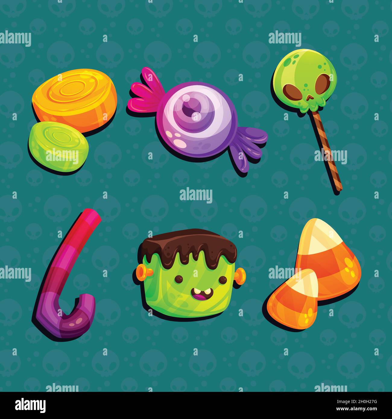 flat halloween candy collection vector design illustration Stock Vector ...