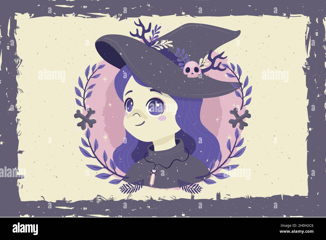 grunge halloween background witch avatar vector design illustration ...