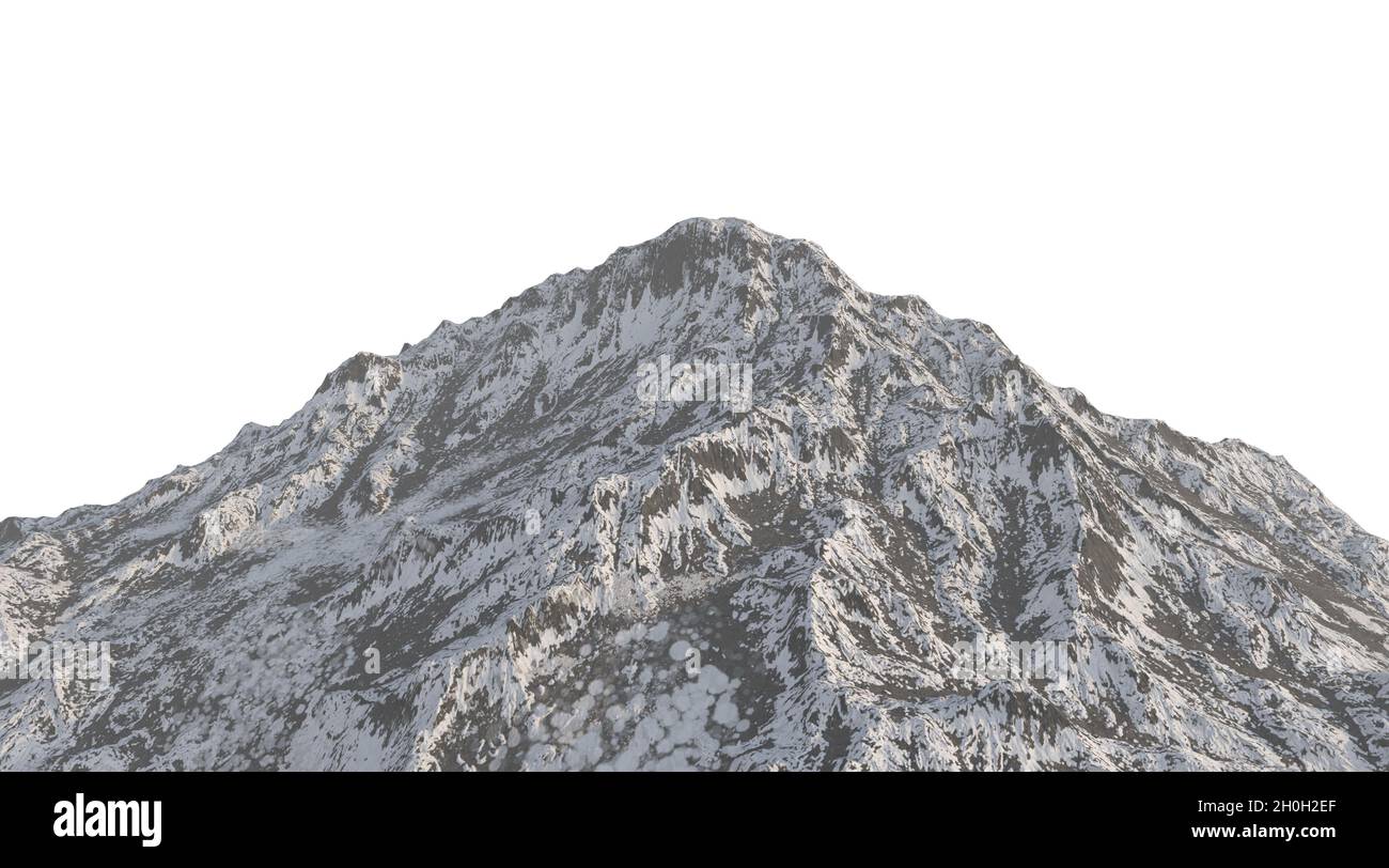 3D illustration snowy mountains Isolated on white background Stock ...