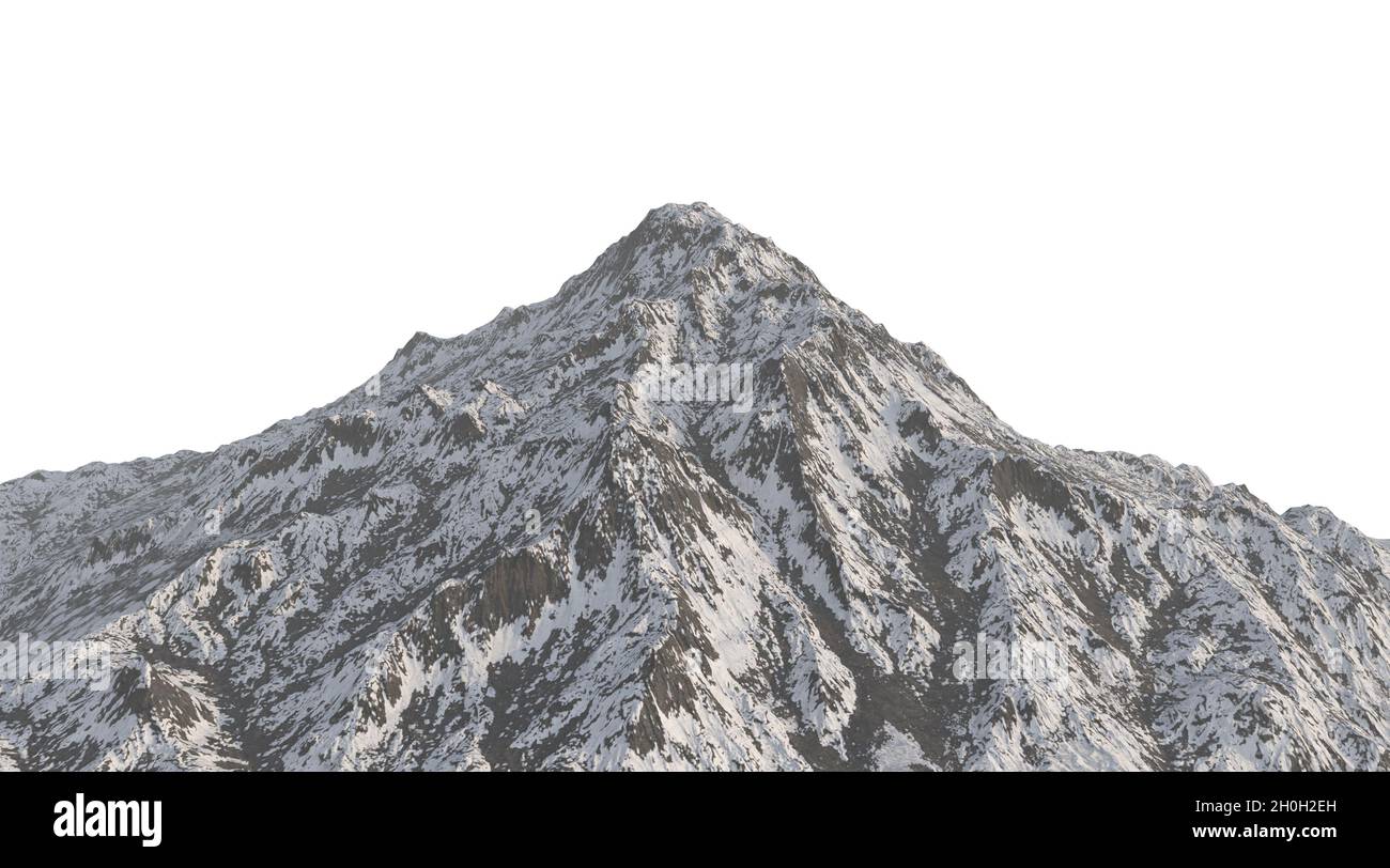 3D illustration snowy mountains Isolated on white background Stock ...