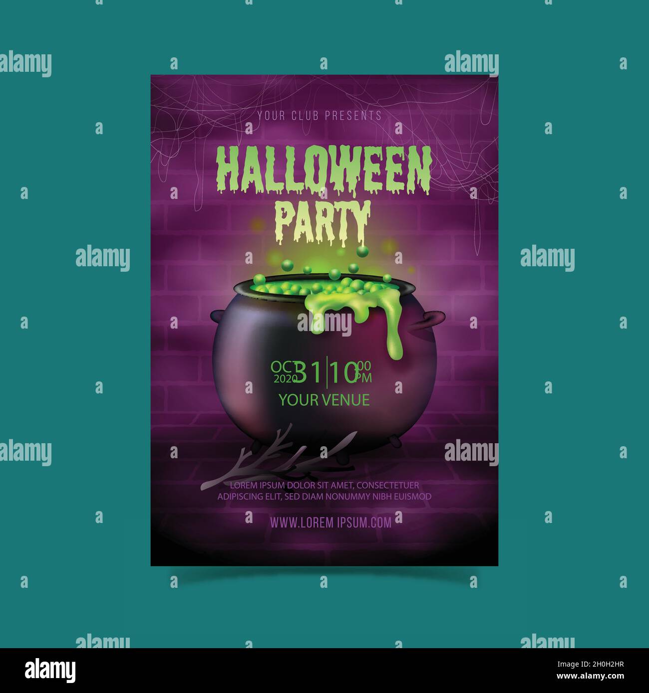 realistic halloween melting pot flyer template vector design ...