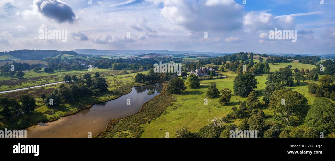 Powderham Castle and Powderham Park from a drone, Powderham, Exeter ...