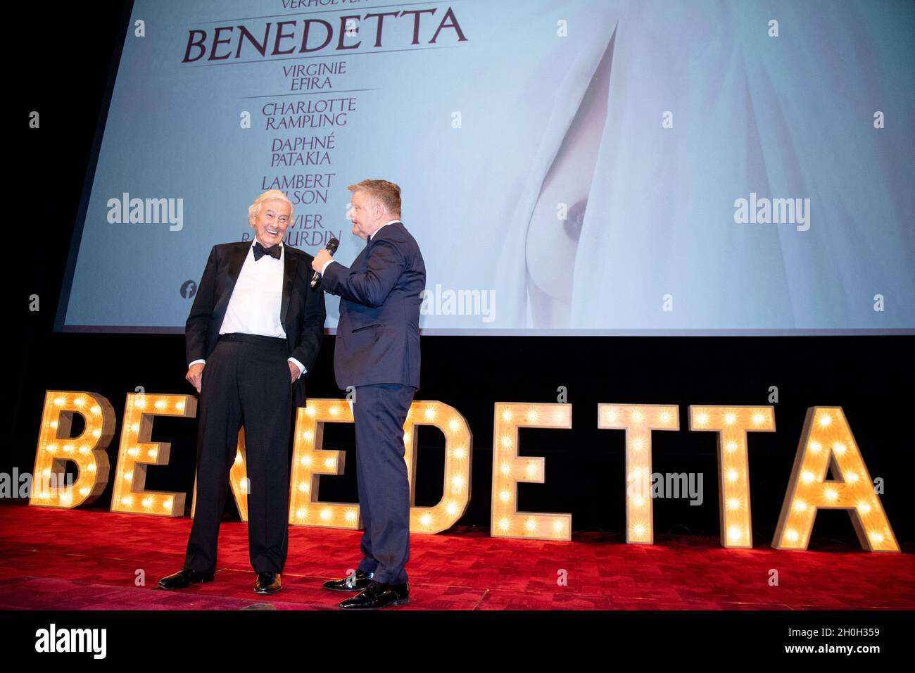 Paul Verhoeven at the premiere of his film Benedetta in Pathe ...