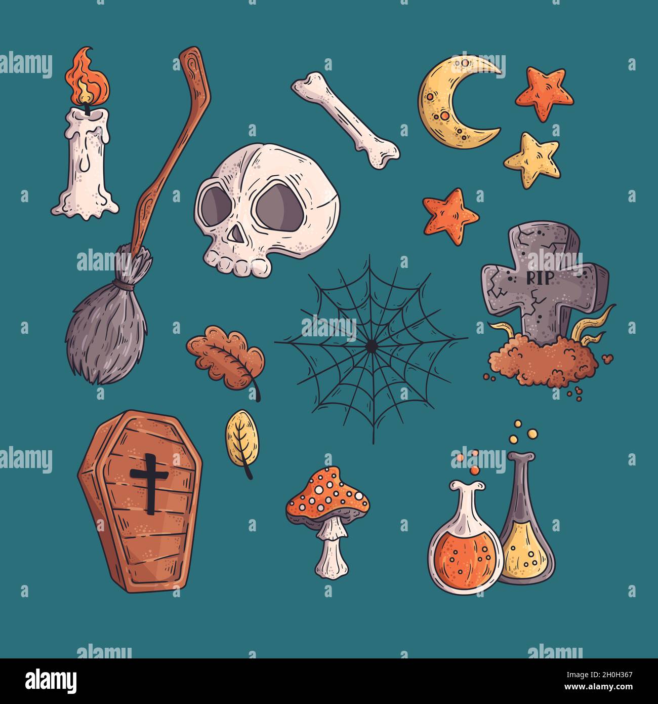 hand drawn halloween element collection vector design illustration ...