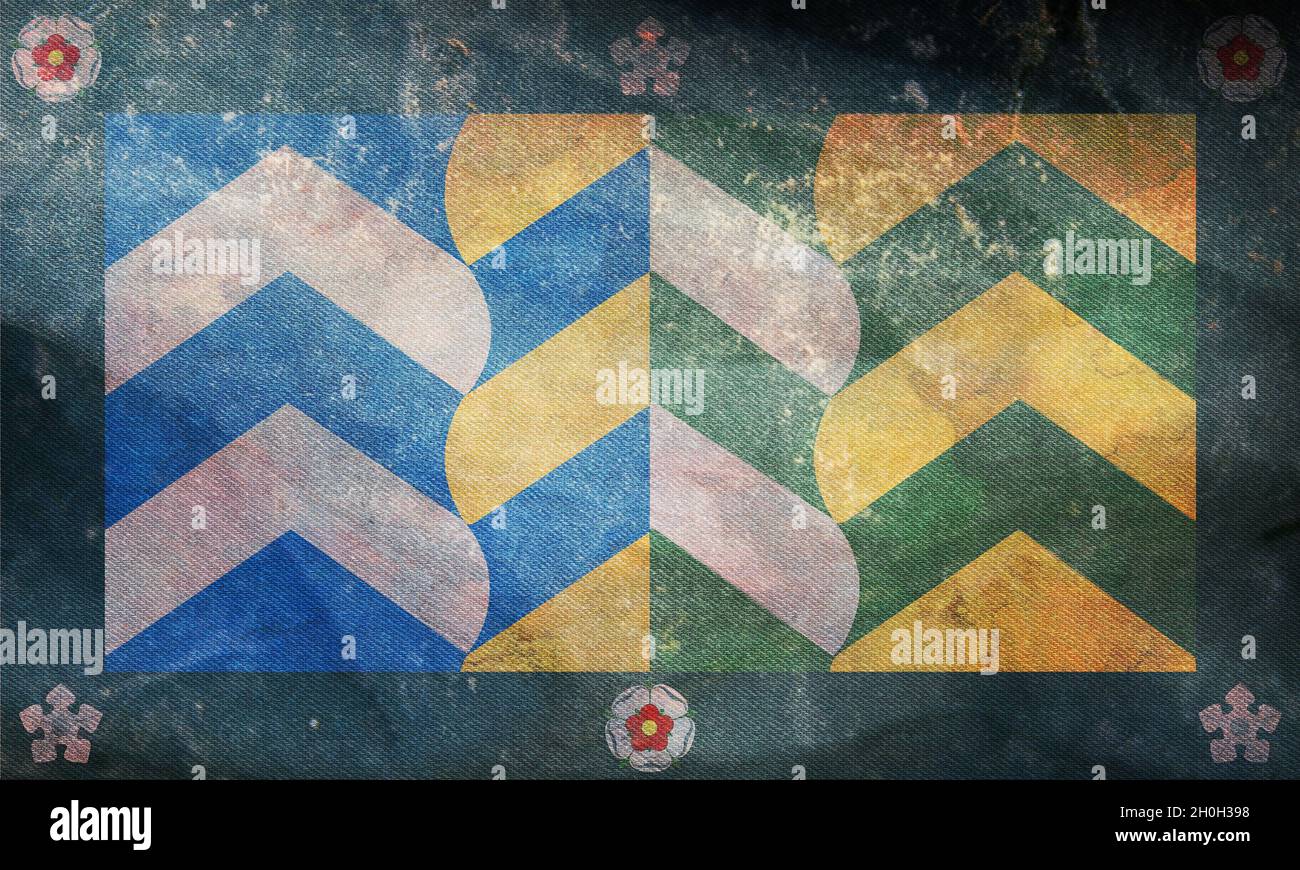 Top view of retro flag of Cumbria county with grunge texture no ...