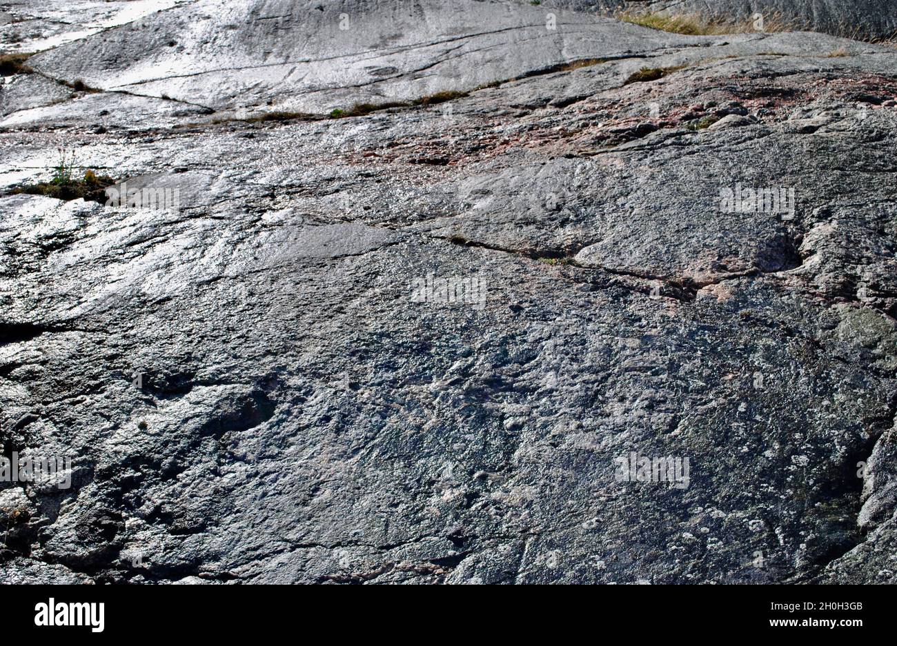 Glittering rocks and cliffs after rain on island in Fjällbacka ...