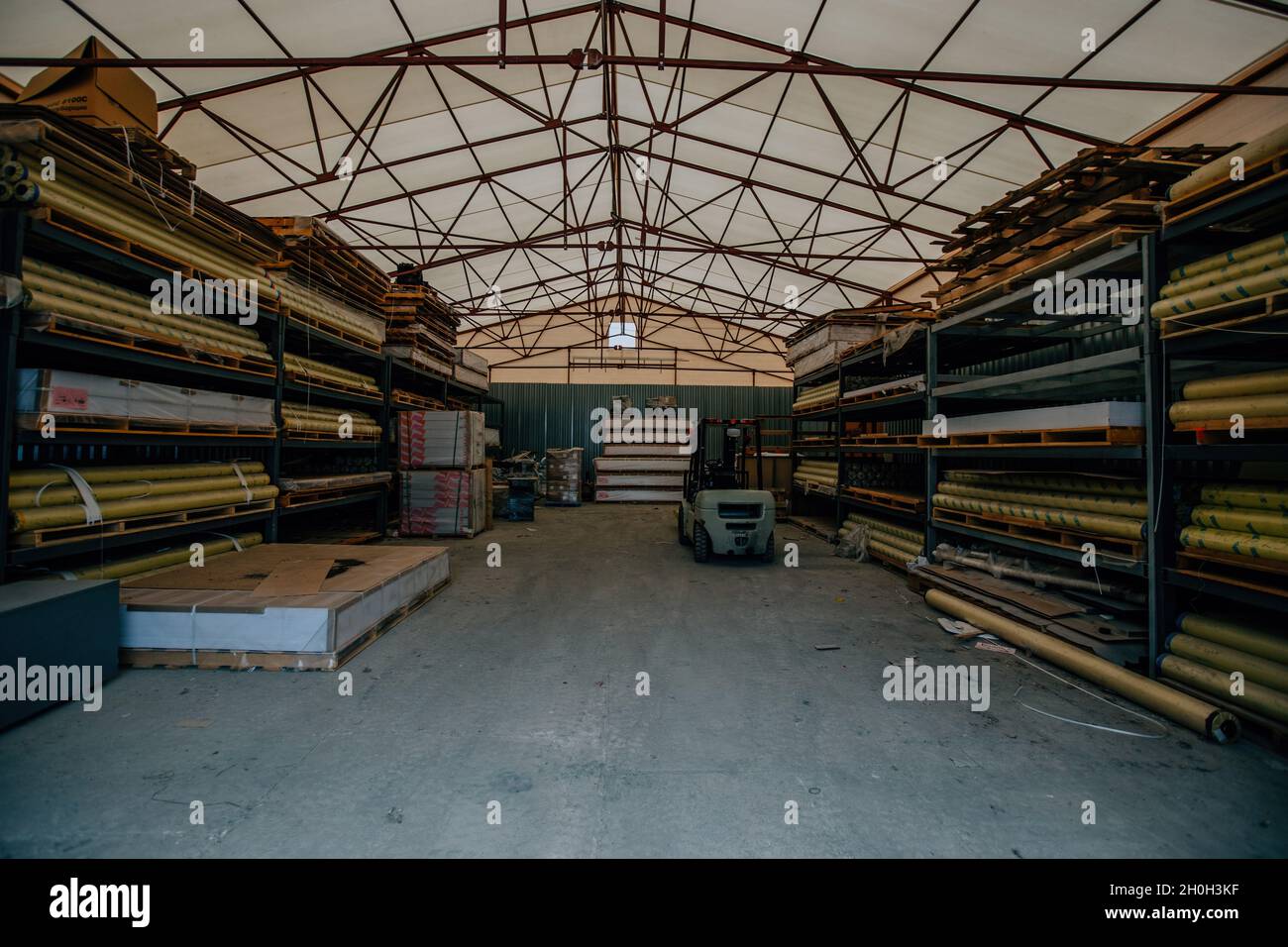 Warehouse with building and construction materials Stock Photo - Alamy