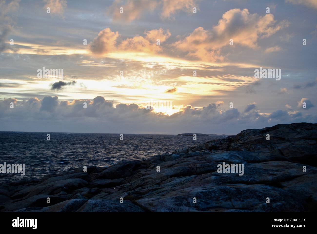 Moments after sunset in Fjällbacka archipelago on the Swedish west ...