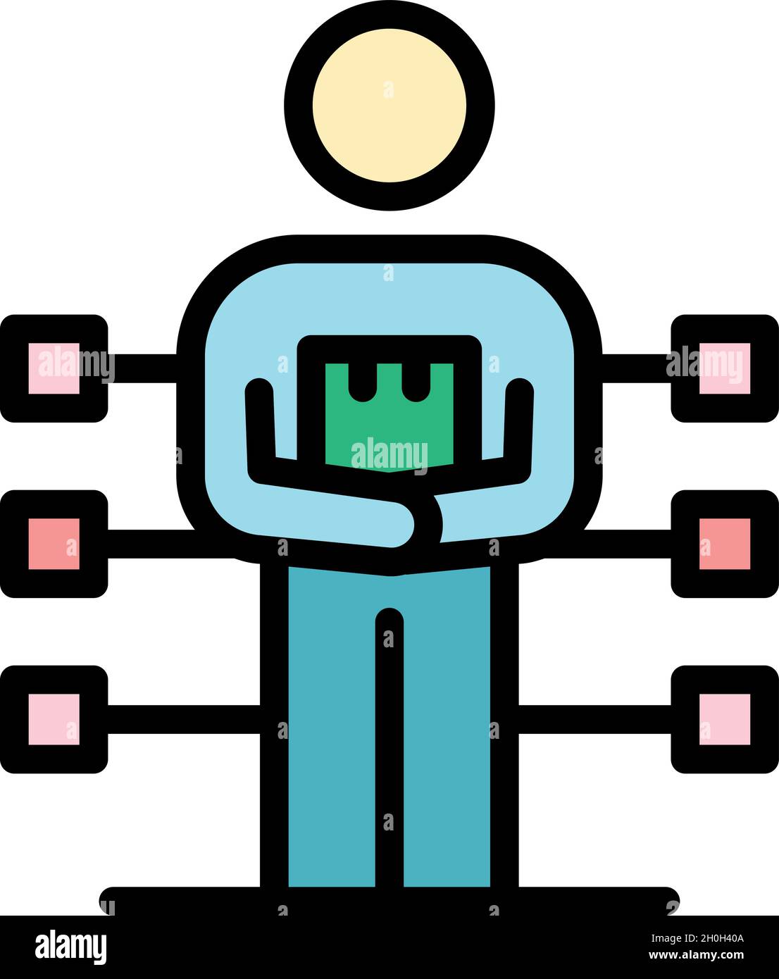 Multitasking man icon. Outline multitasking man vector icon color flat ...