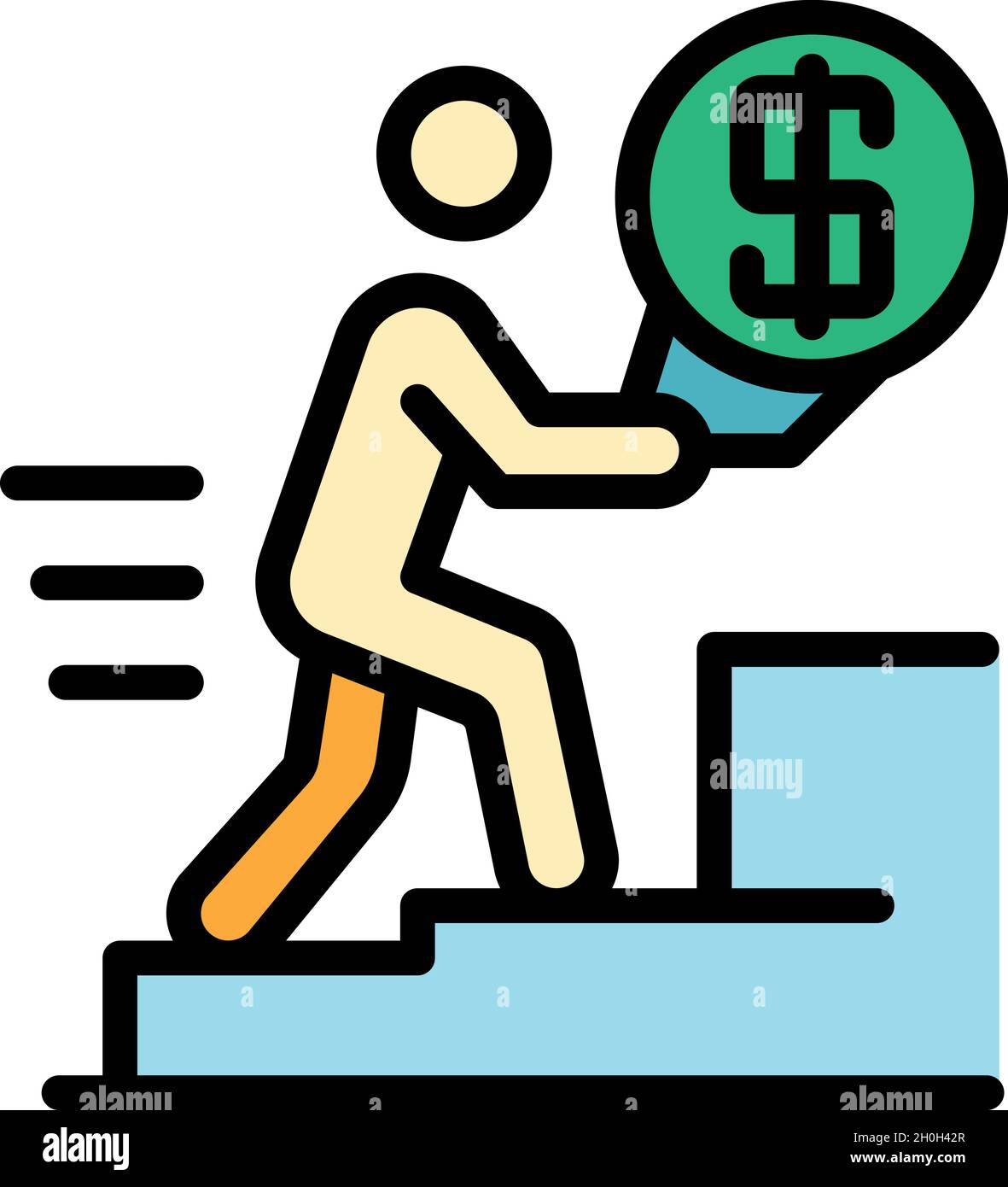 Raise money icon. Outline raise money vector icon color flat isolated ...