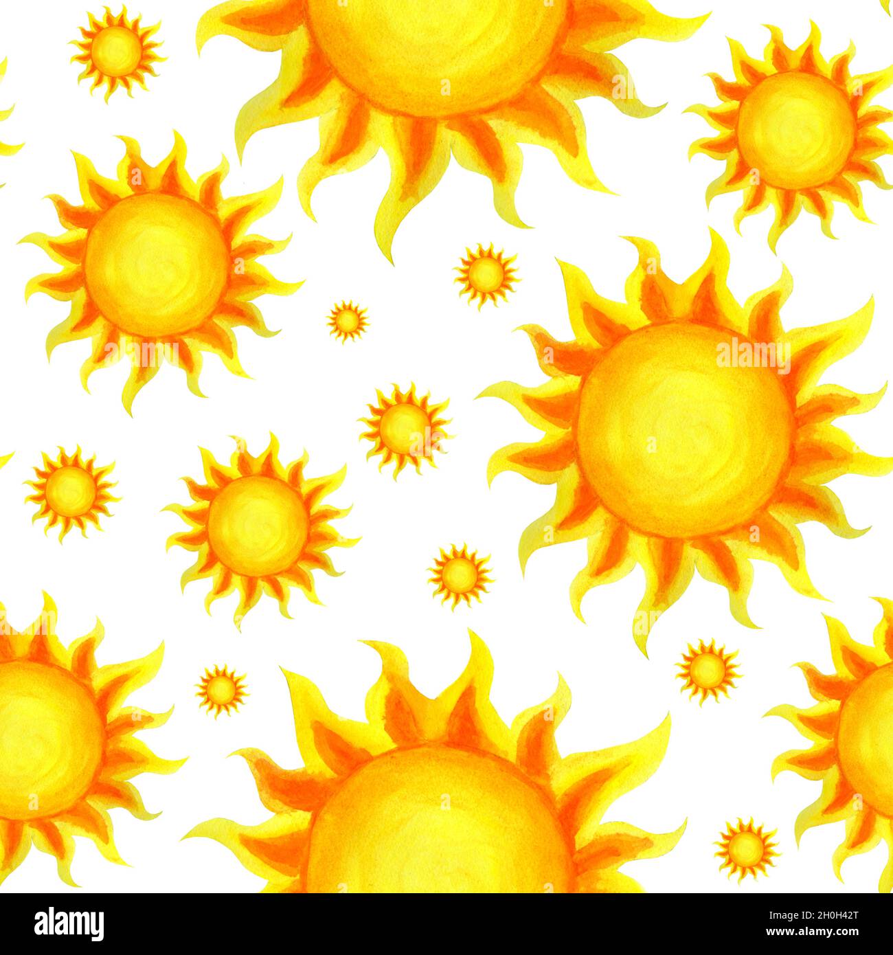 Sunny seamless pattern. Cute sunny cartoon hand-drawn pattern. Isolated ...