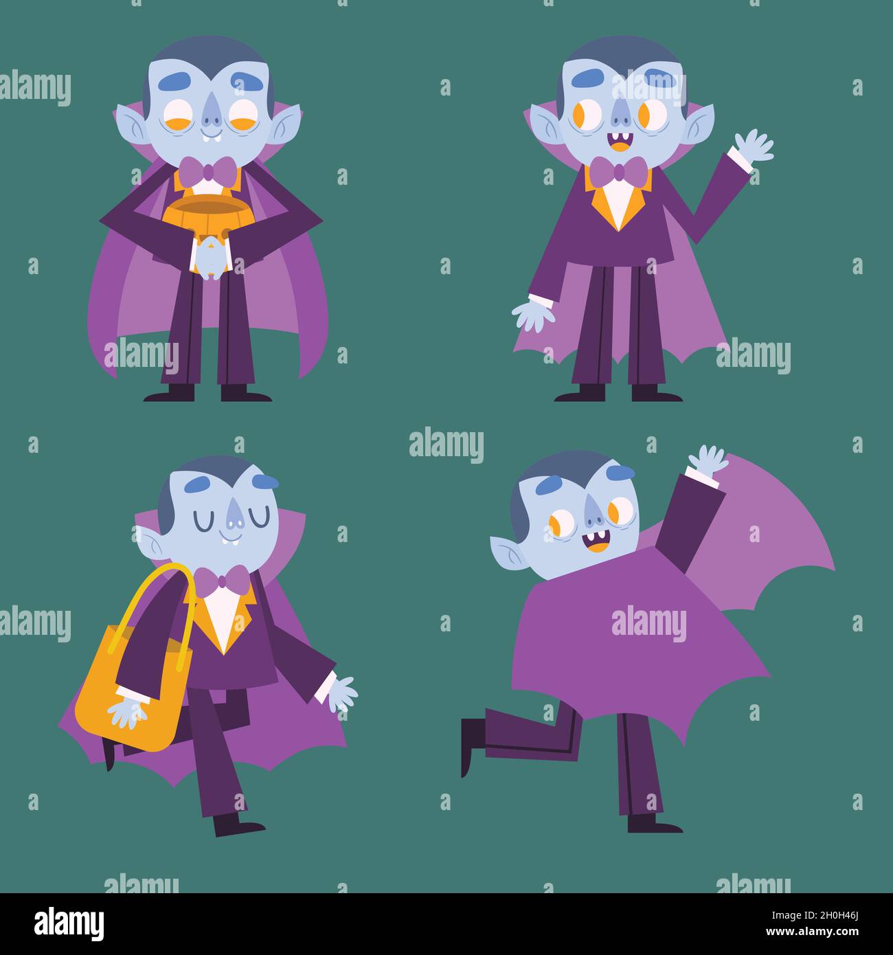 hand drawn vampire character collection vector design illustration ...