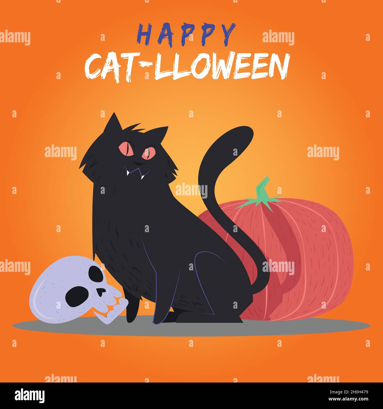 happy halloween with cute hand drawn cat vector design illustration ...