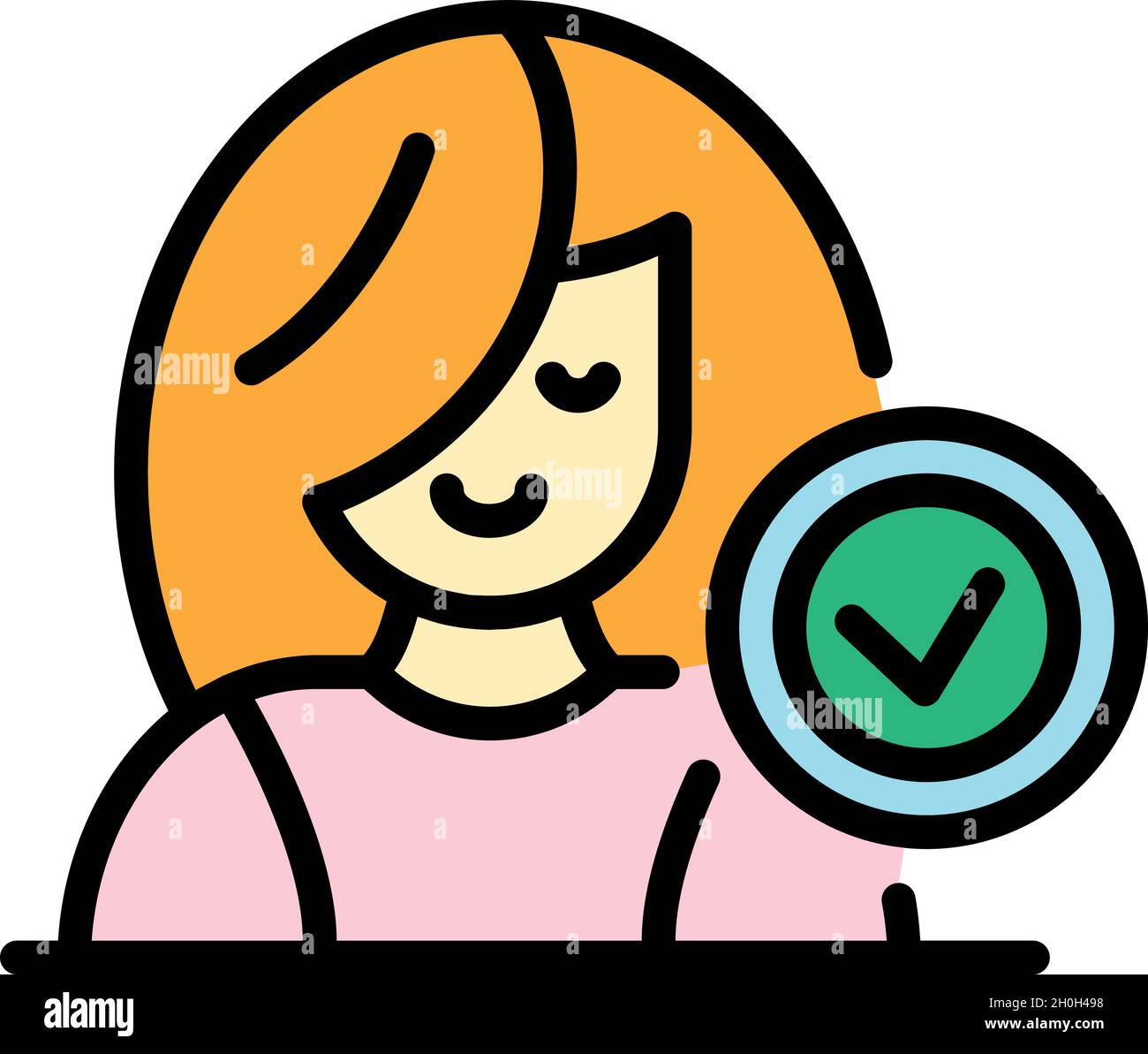 Happy client icon. Outline happy client vector icon color flat isolated ...