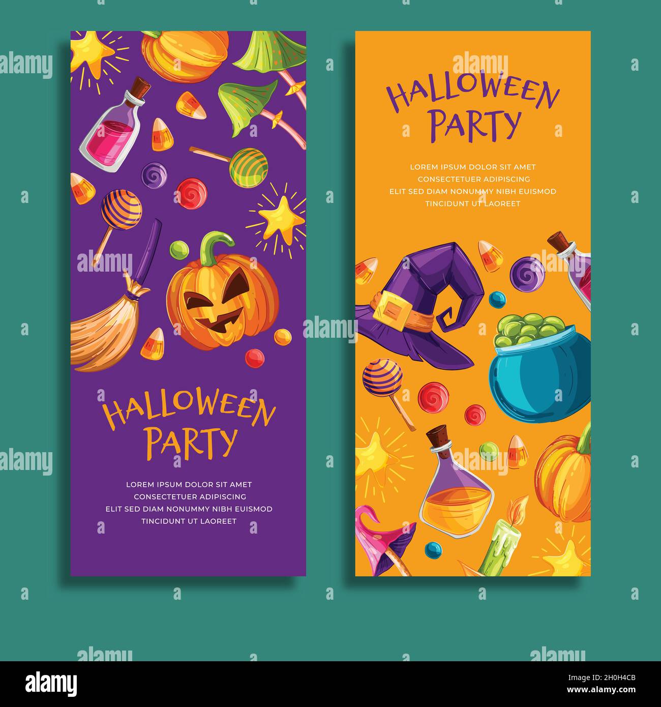 hand drawn halloween banners vector design illustration Stock Vector ...