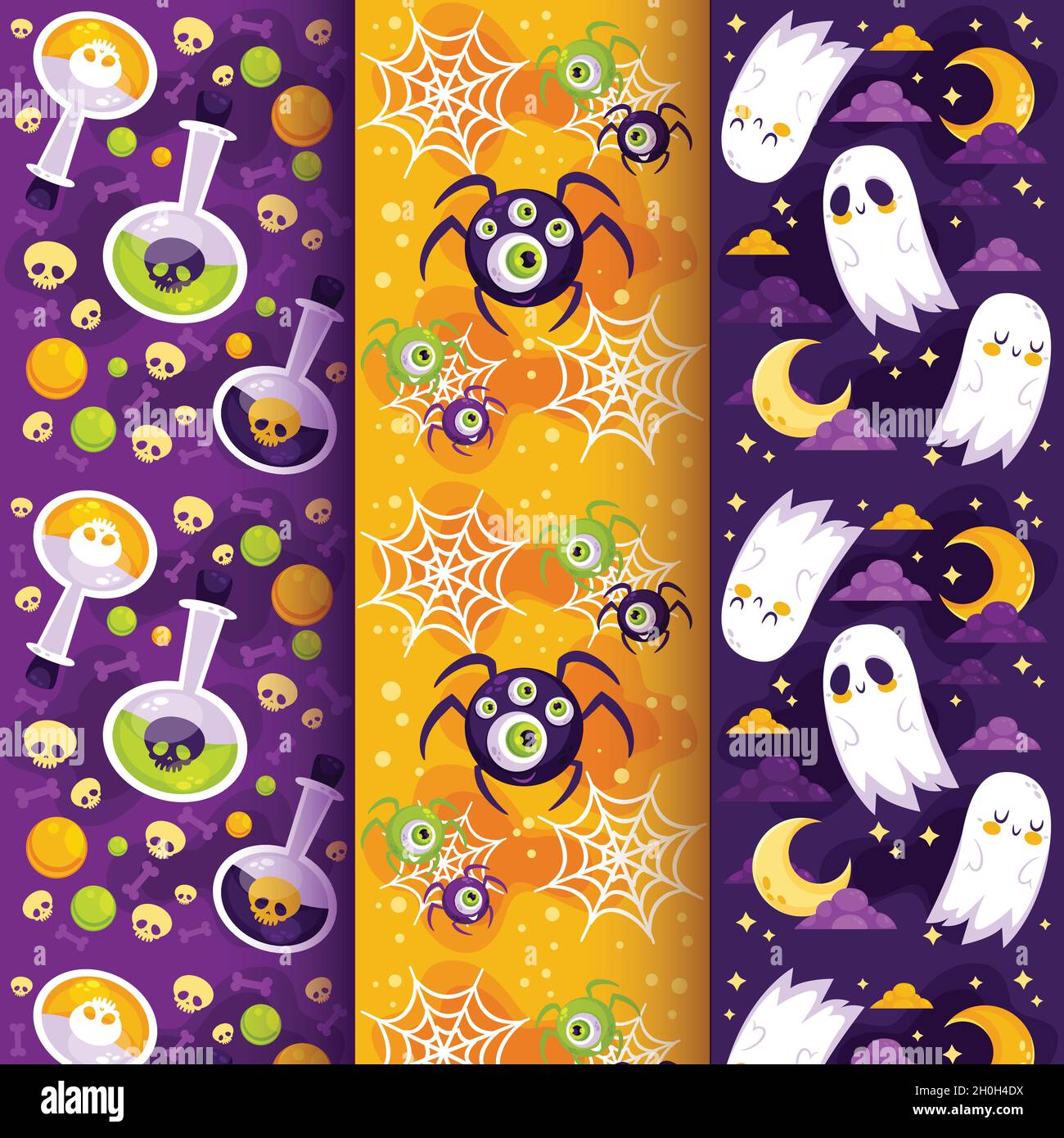 ghosts poison flat halloween pattern collection vector design ...