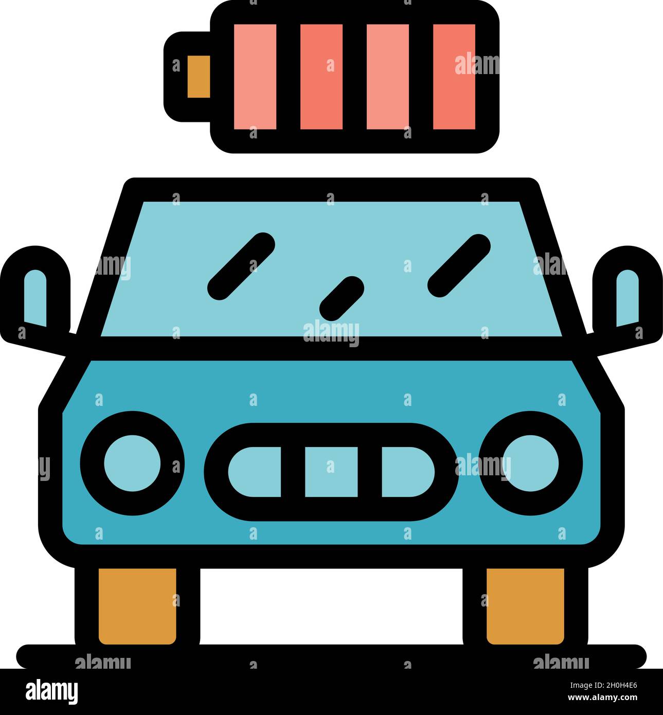 Full battery hybrid car icon. Outline full battery hybrid car vector ...