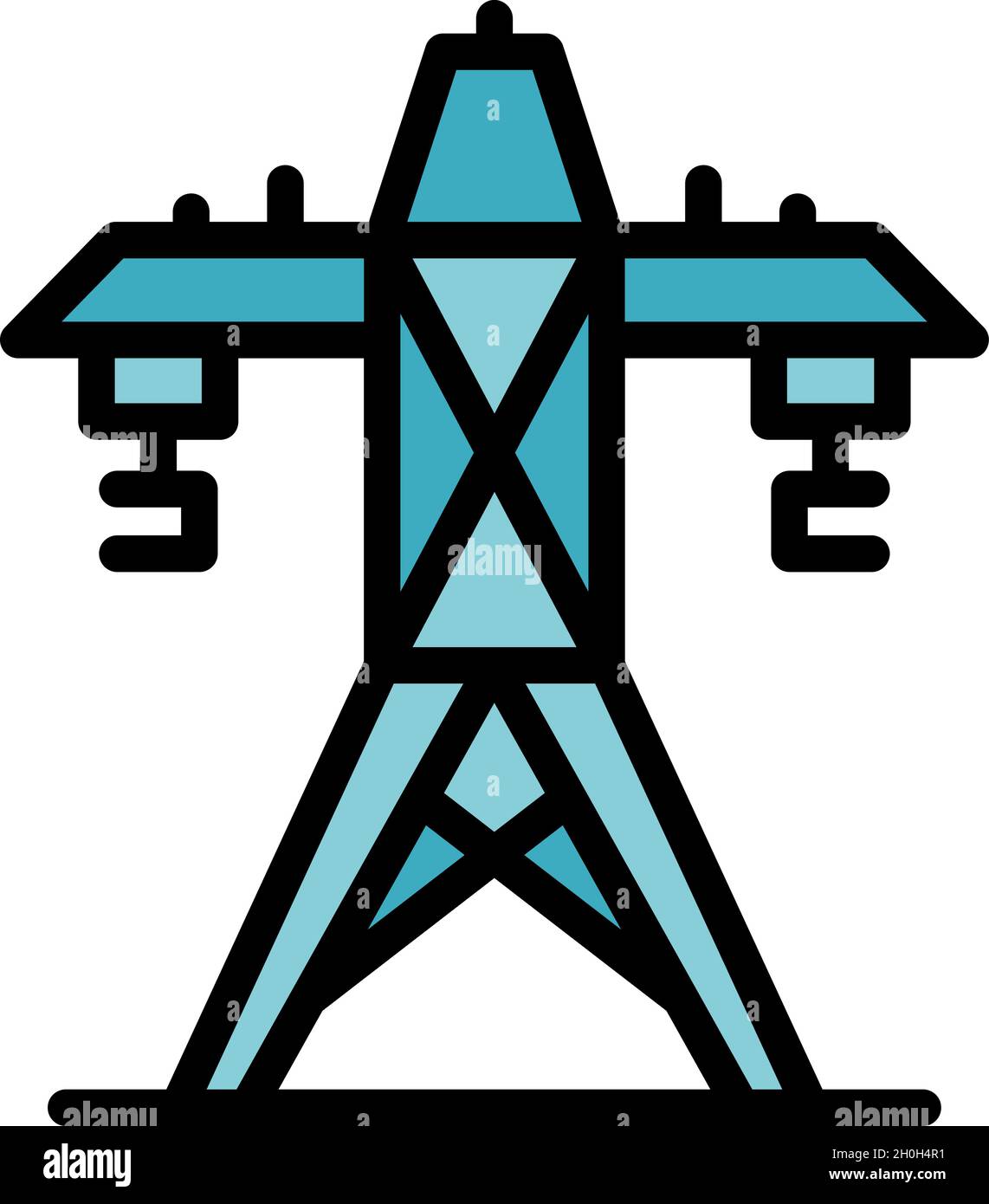 Electric tower icon. Outline electric tower vector icon color flat ...