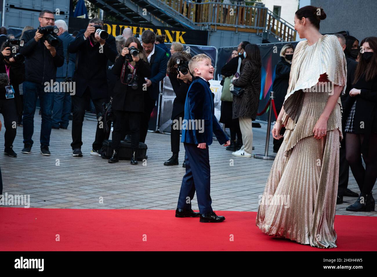 London, UK. 12th Oct, 2021. Jude Hill (L) and Irish actress, Caitriona ...
