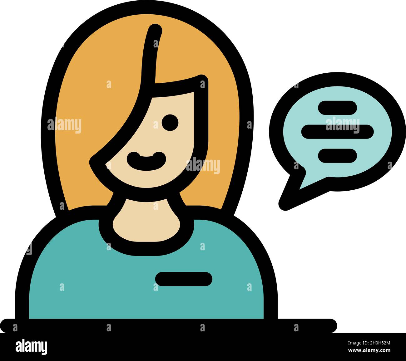 Shop worker icon. Outline shop worker vector icon color flat isolated ...