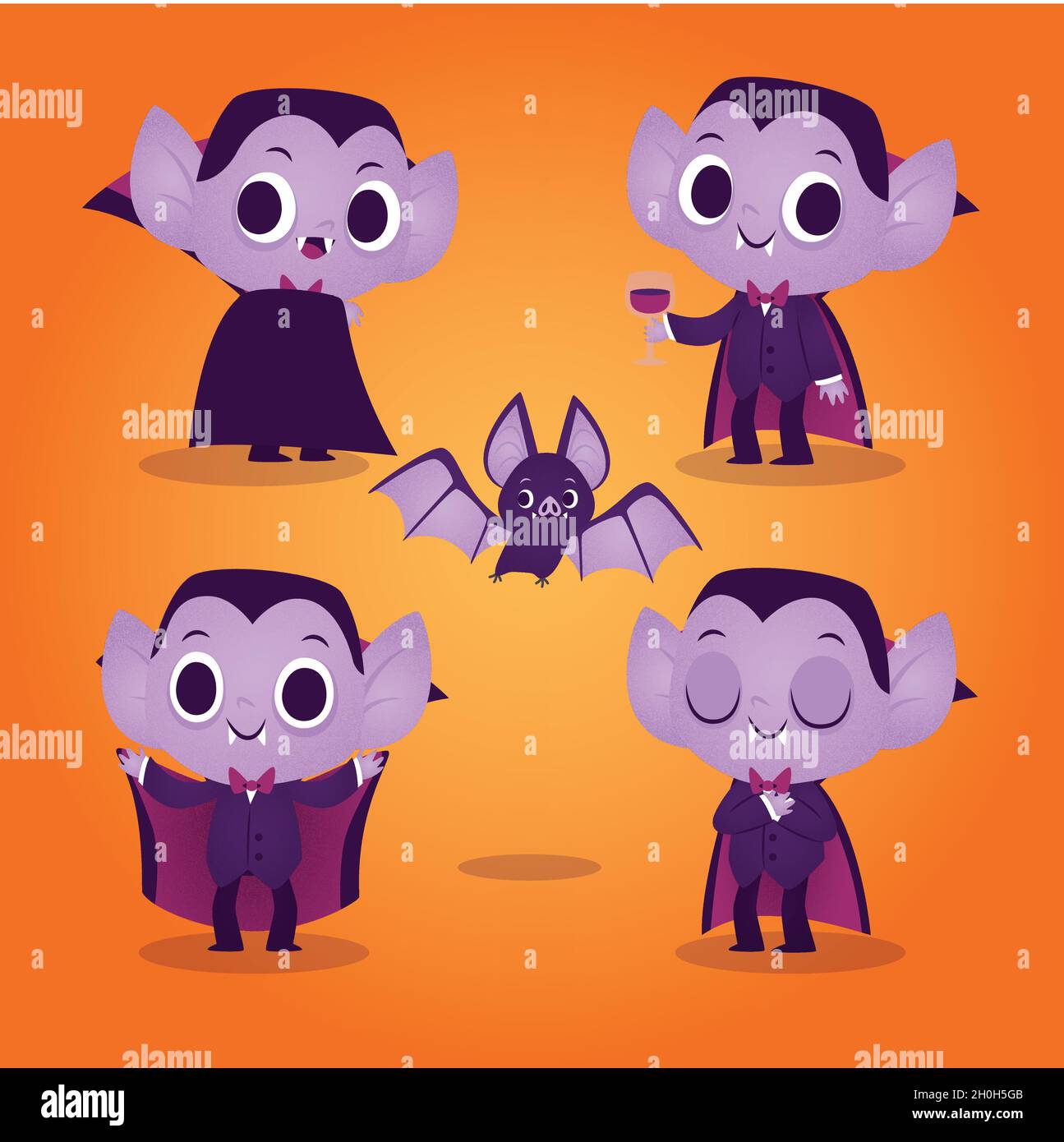 flat vampire character collection with elf ears vector design ...