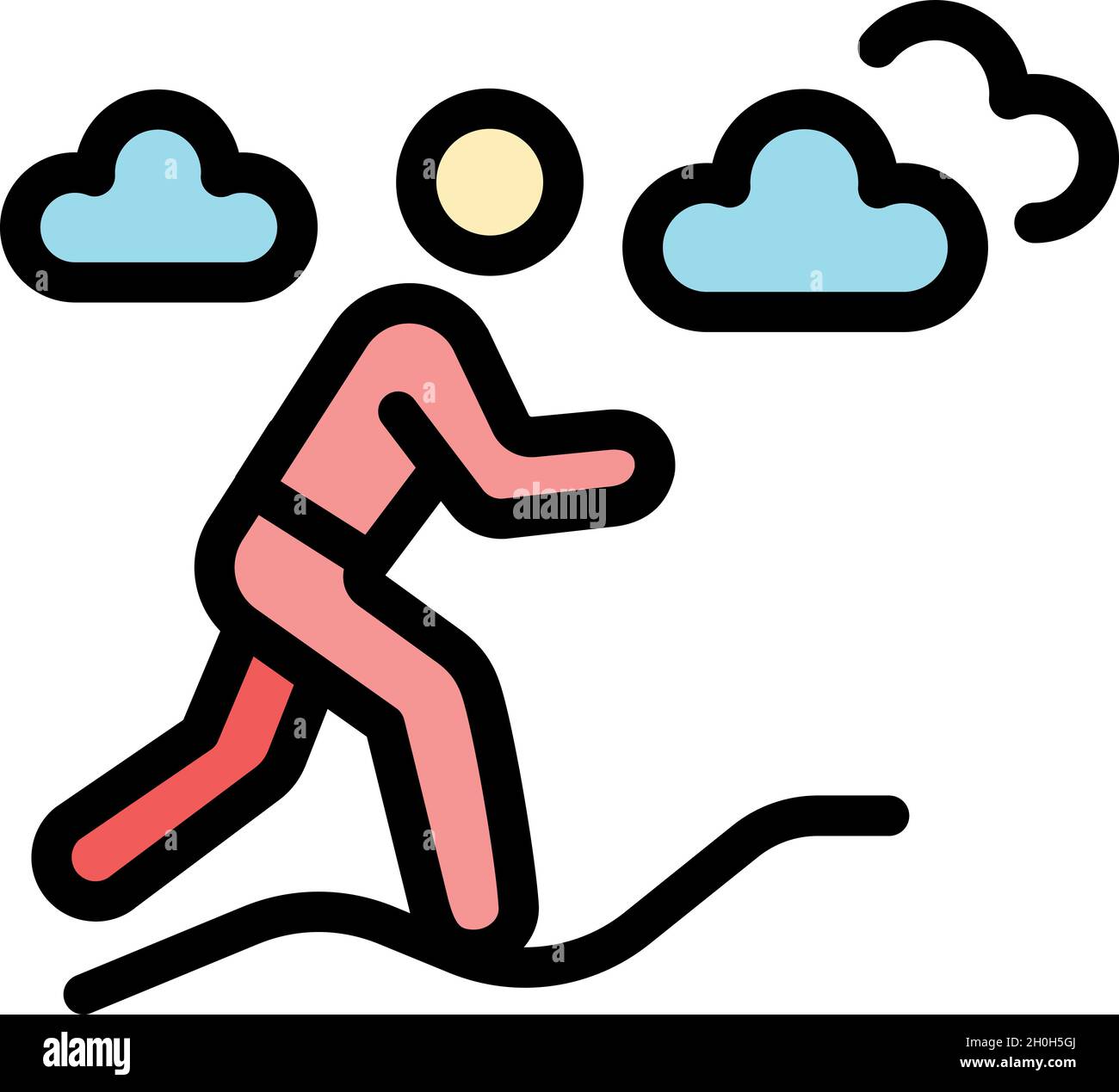 Outdoor running icon. Outline outdoor running vector icon color flat ...
