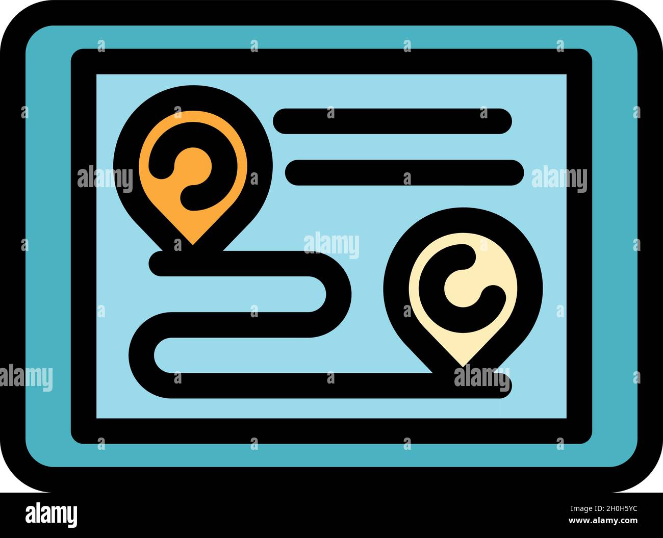 Tablet running route icon. Outline tablet running route vector icon ...