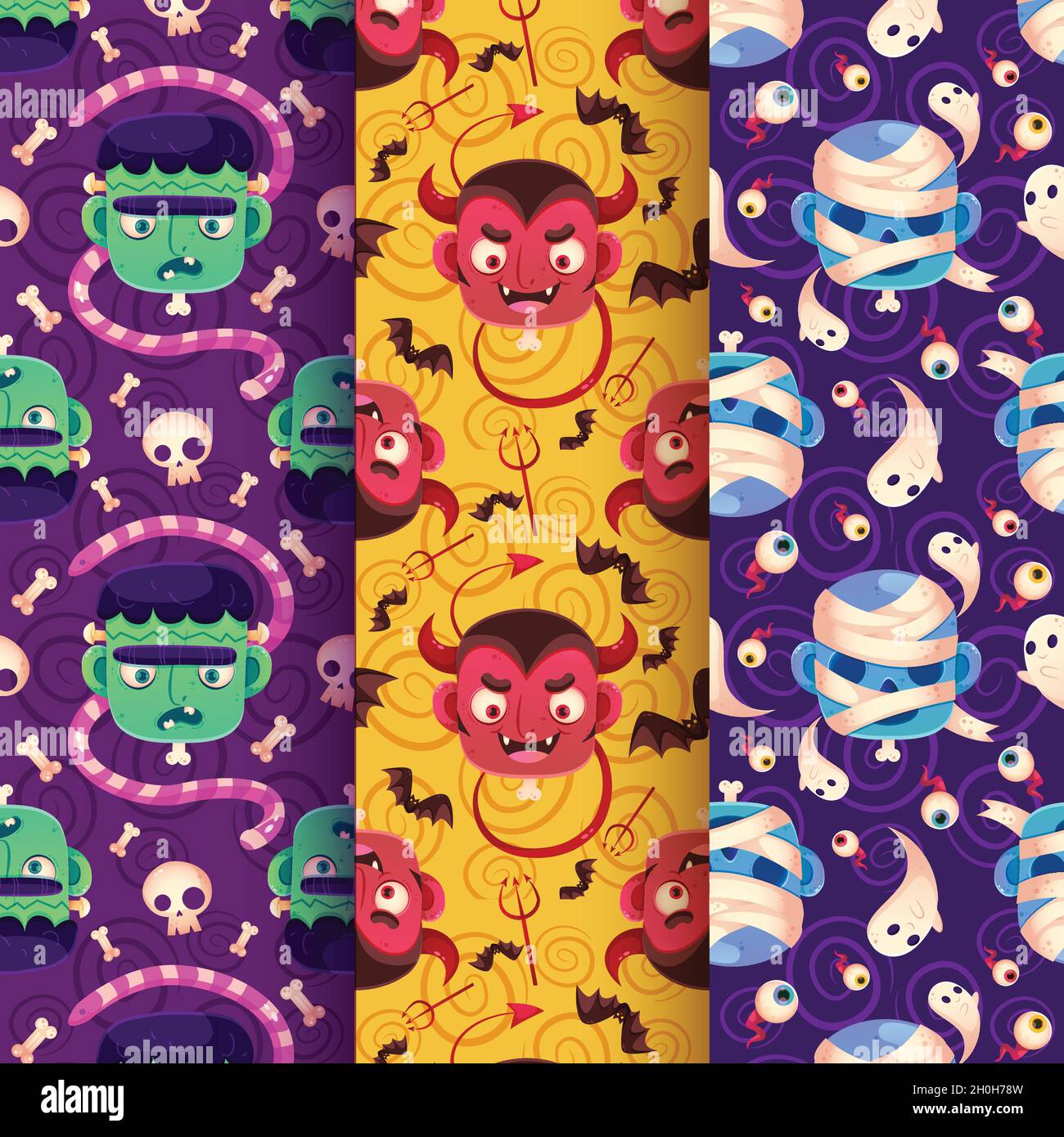 flat halloween pattern collection vector design illustration Stock Vector Image & Art - Alamy