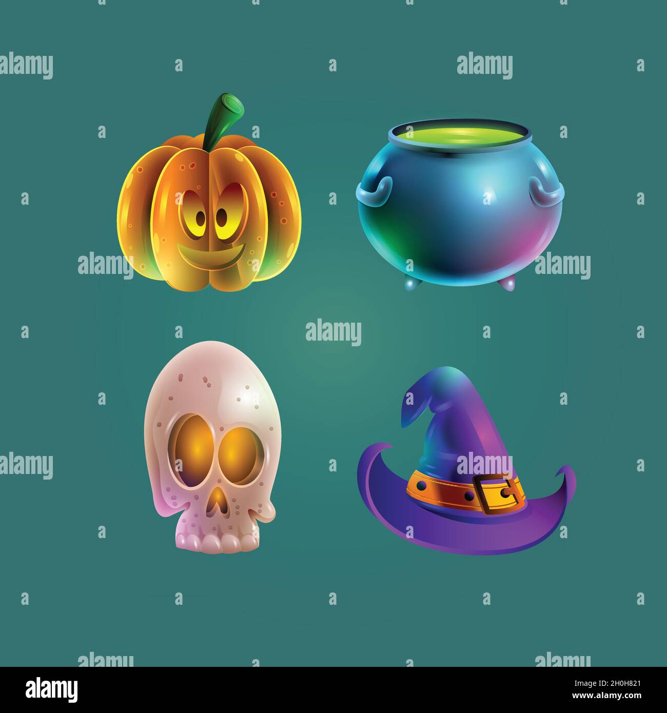 realistic cartoon halloween element collection vector design ...