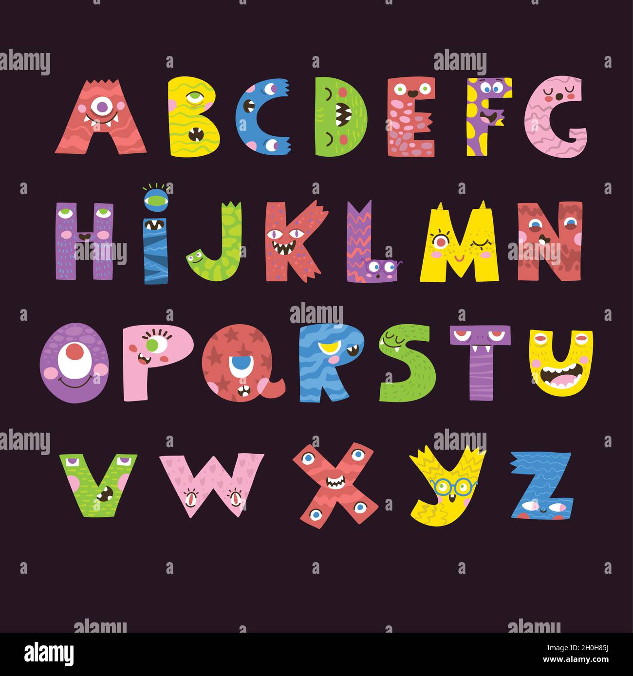 halloween monster alphabet vector design illustration Stock Vector ...