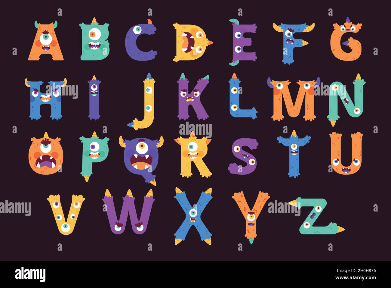 cute halloween monster alphabet vector design illustration Stock Vector ...