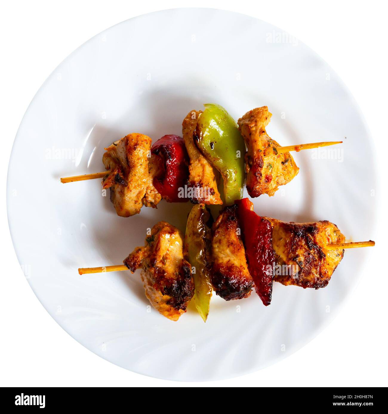 Chicken shashlik, grilled meat skewers with vegetables Stock Photo - Alamy