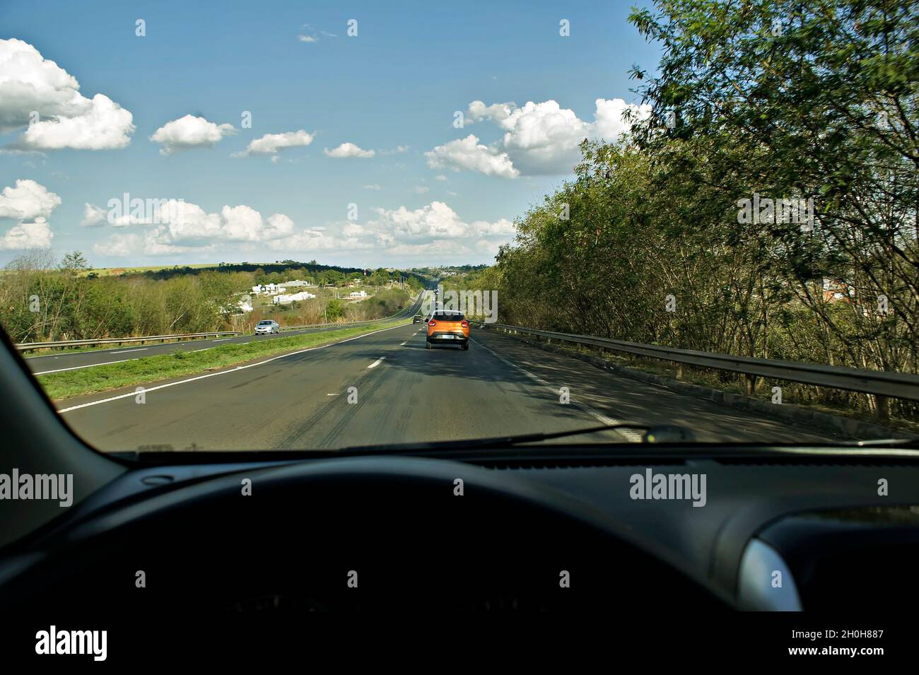 Driver point of view at the highway Stock Photo - Alamy
