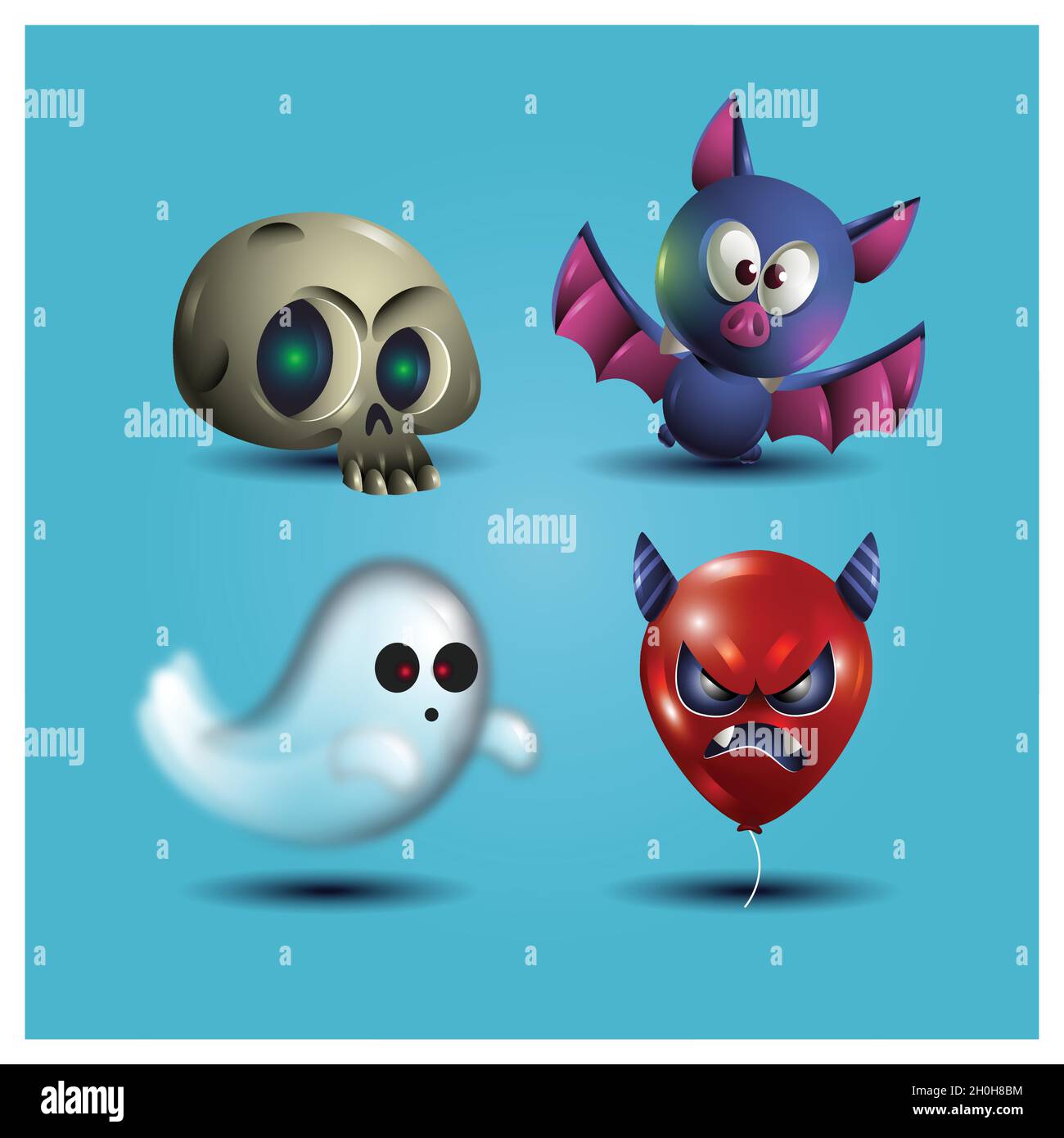 realistic cartoon halloween element collection vector design ...