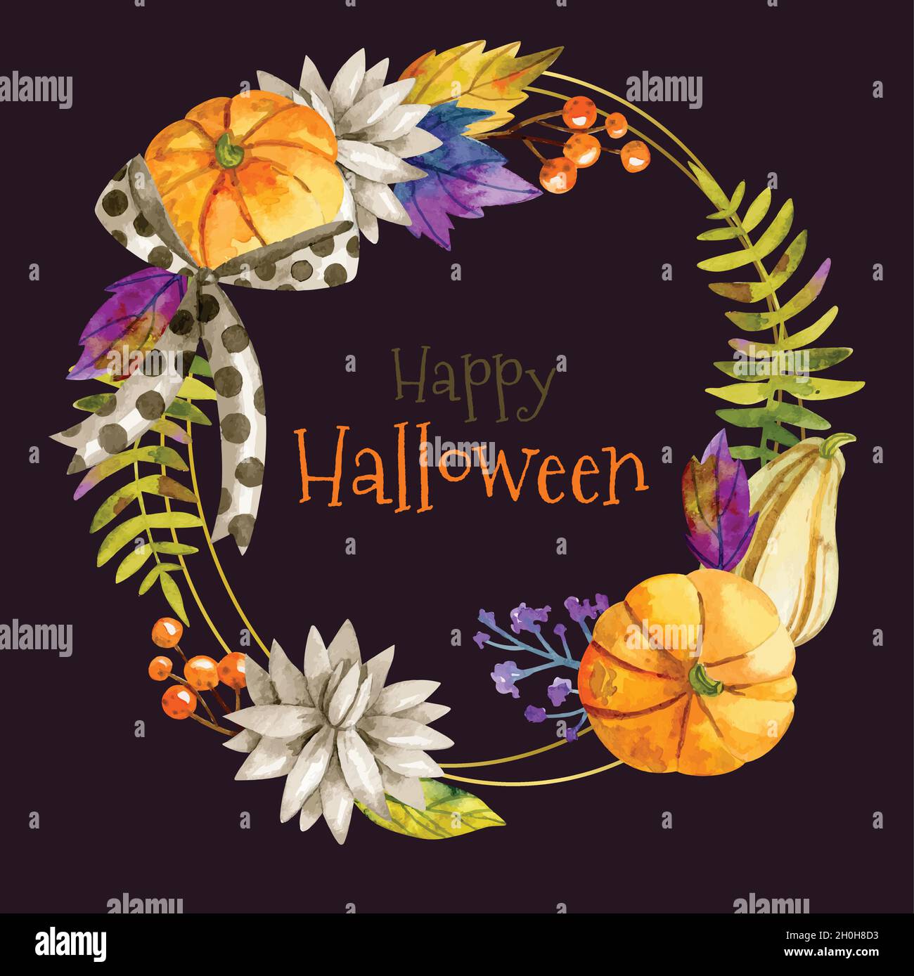 happy halloween watercolor frame vector design illustration Stock ...