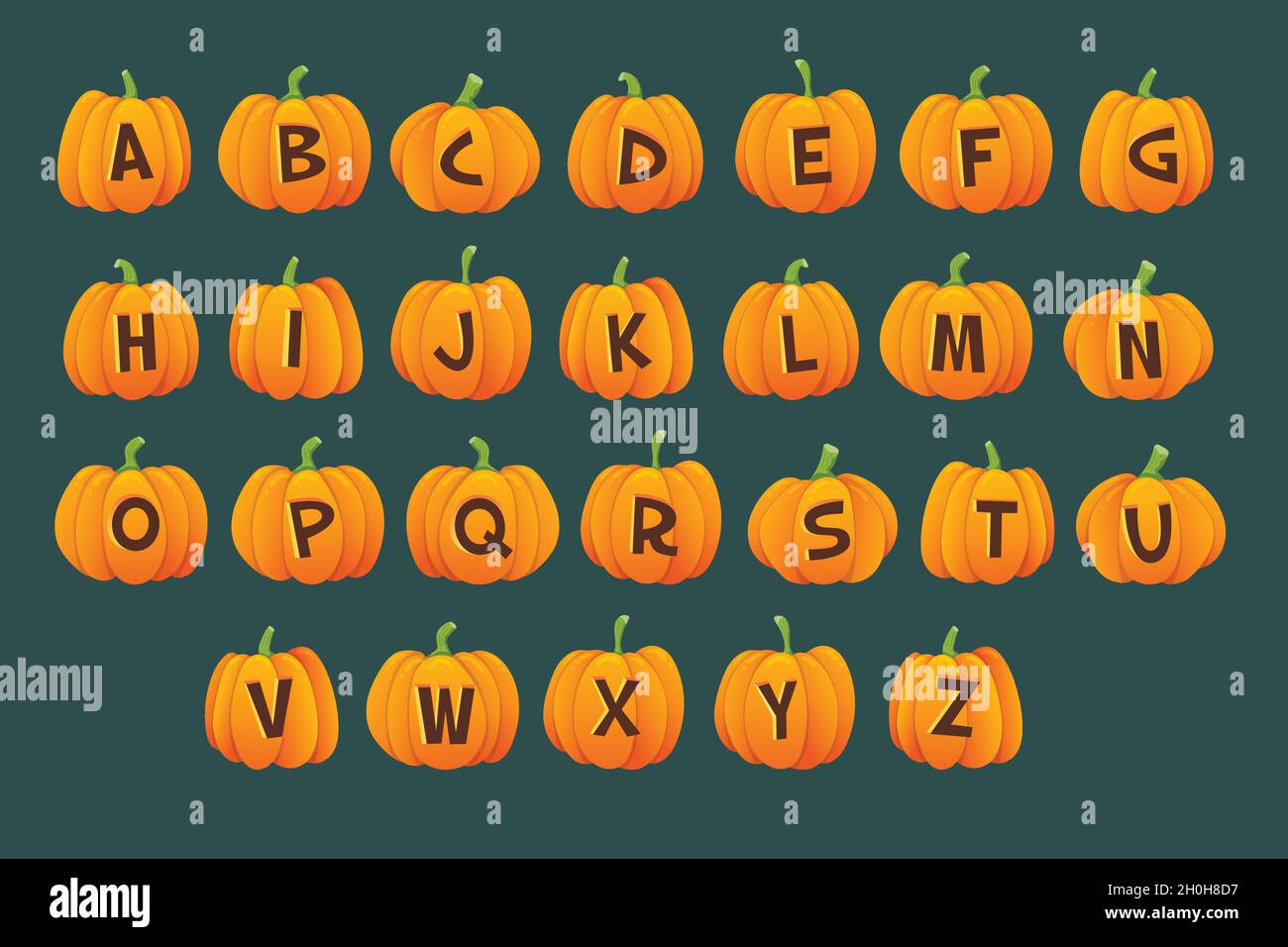 halloween pumpkin alphabet gradient background vector design ...