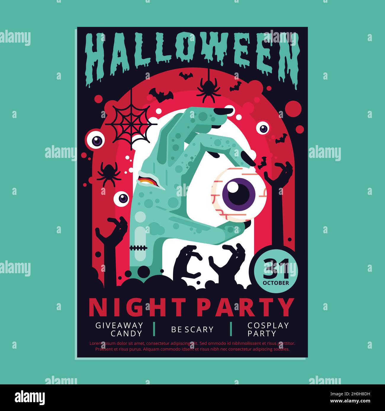 colorful halloween poster flat design vector design illustration Stock ...