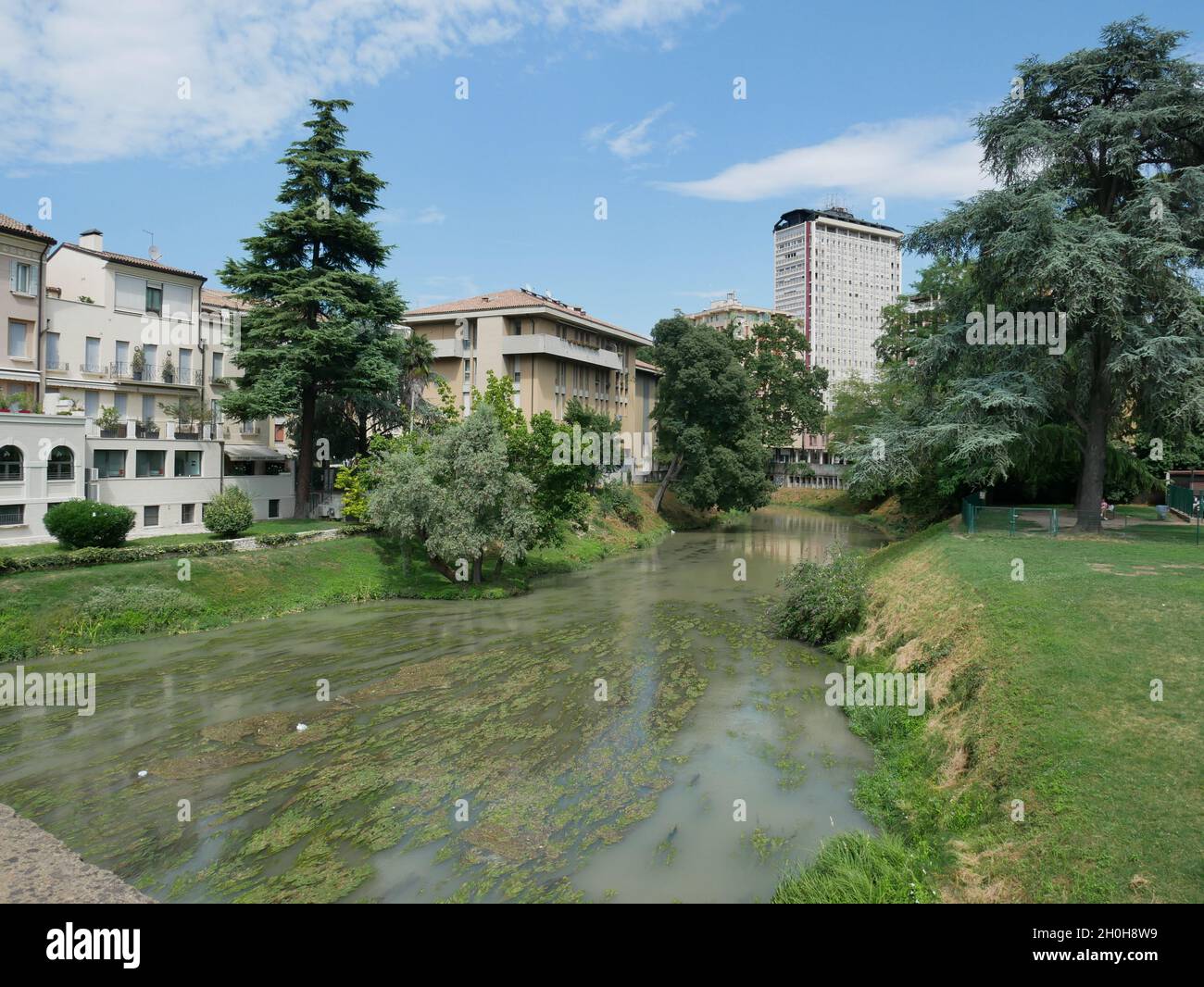 PADUA, ITALY - Jul 18, 2021: A scenic shot of a river that goes through ...