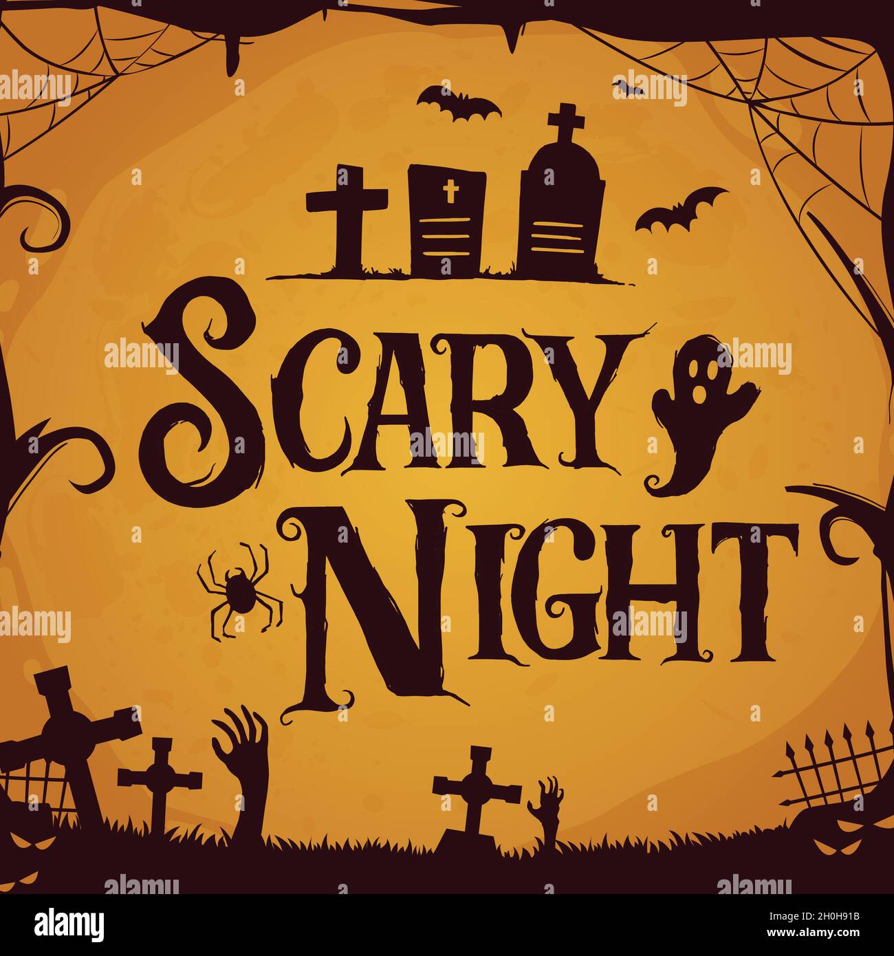scary night lettering vector design illustration Stock Vector Image ...