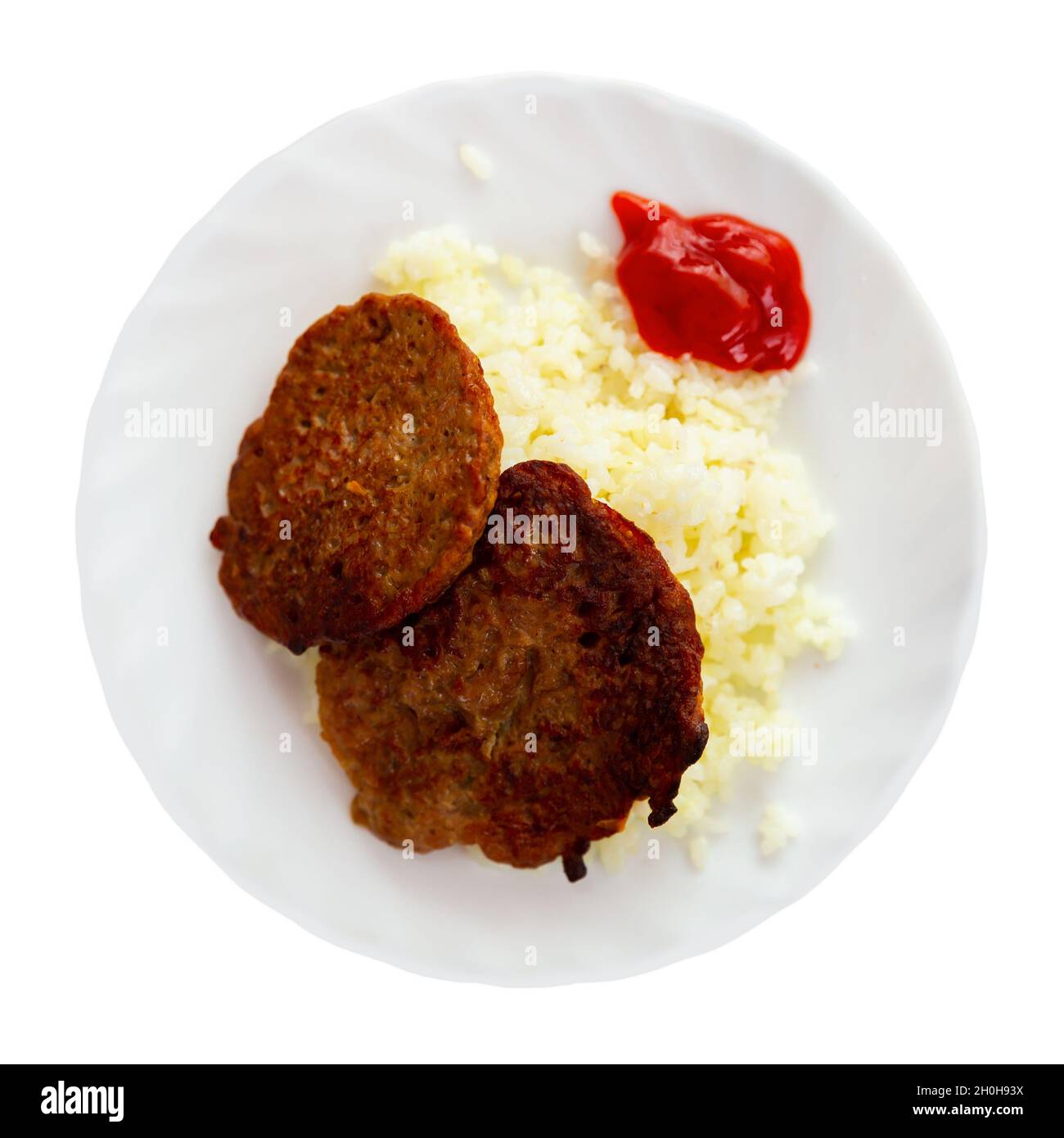 Traditional dish of Russian cuisine is cutlets with rice Stock Photo ...