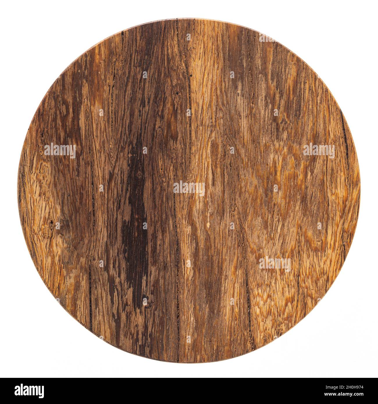 Wooden plate isolated on white background. Round handmade wooden ...