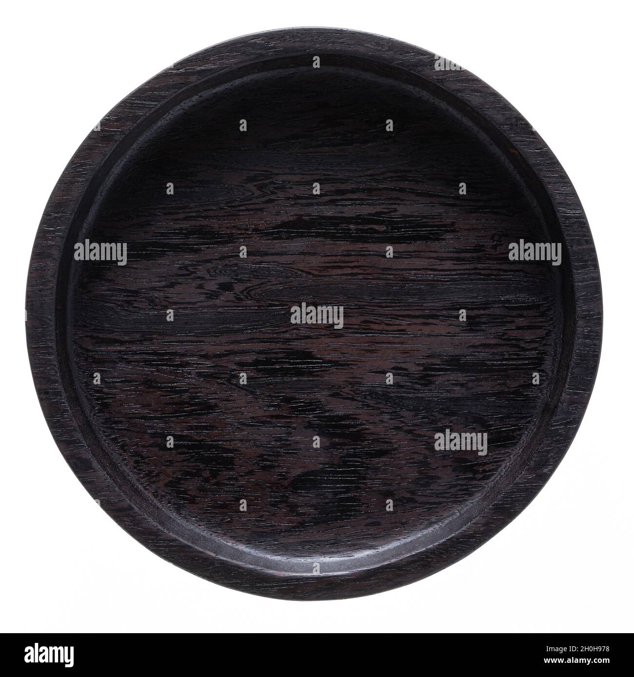 Handmade round black natural texture wooden plate. Handmade wooden ...